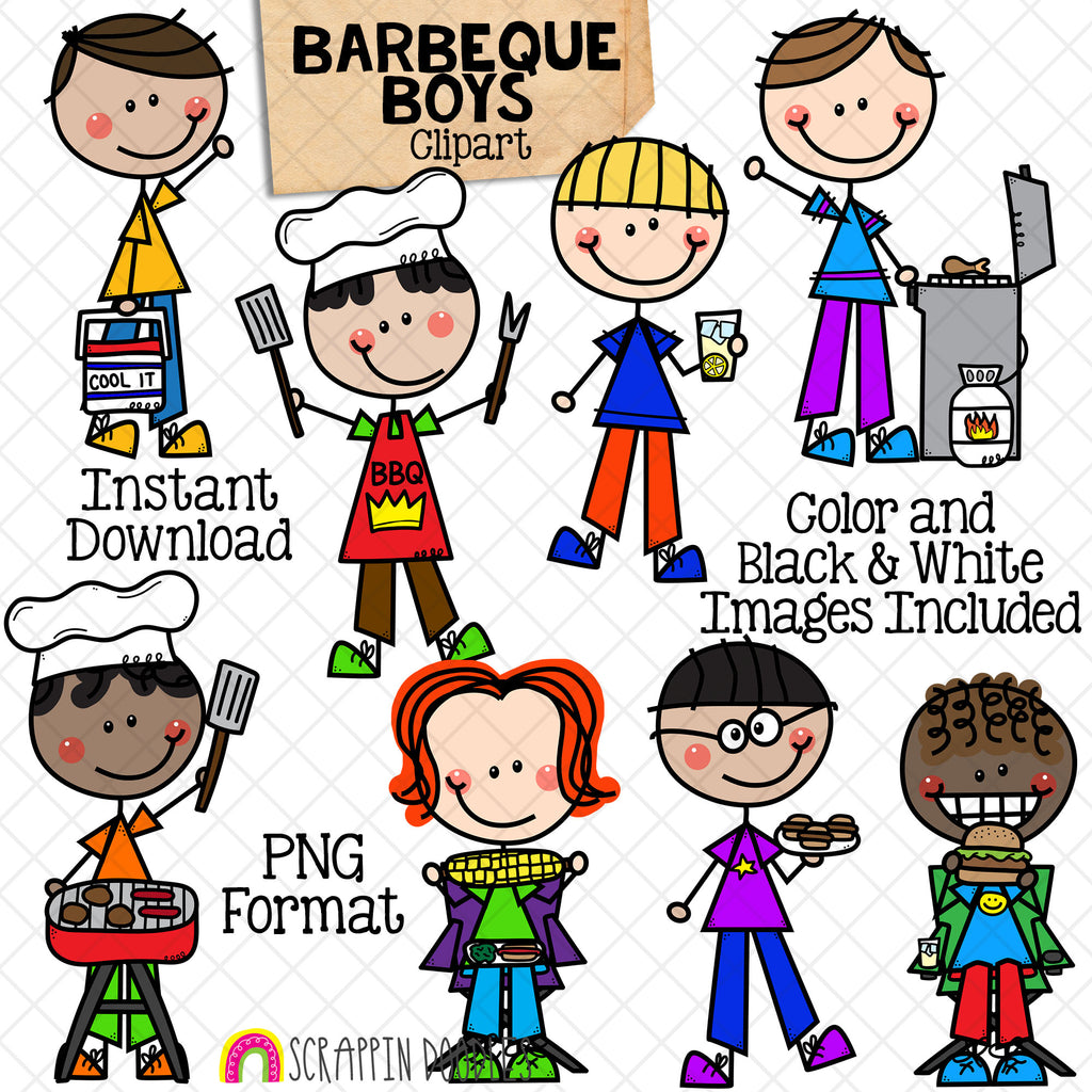Backyard BBQ ClipArt - Doodle Boys Barbecue - Picnic - Cookout - Summe ...