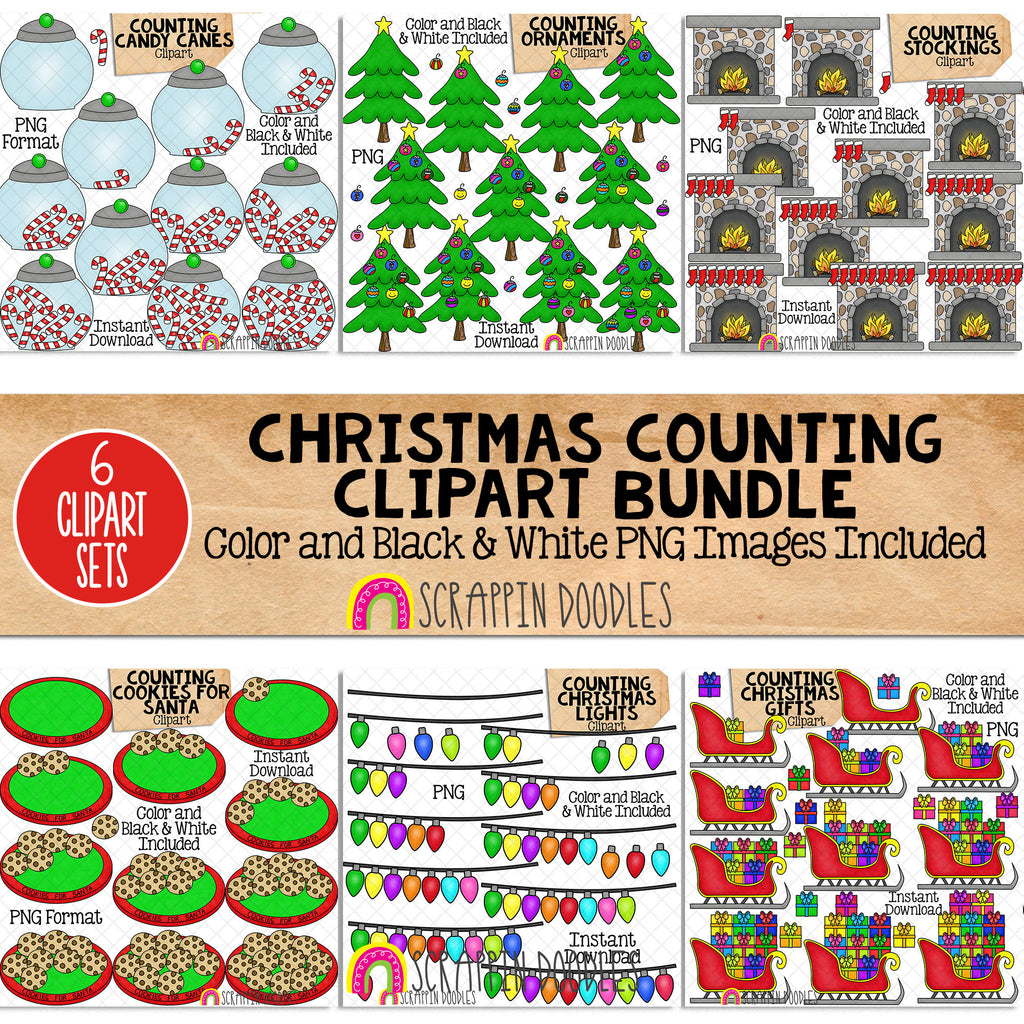 Christmas Counting ClipArt Bundle - Seasonal Math Graphics – Scrappin ...