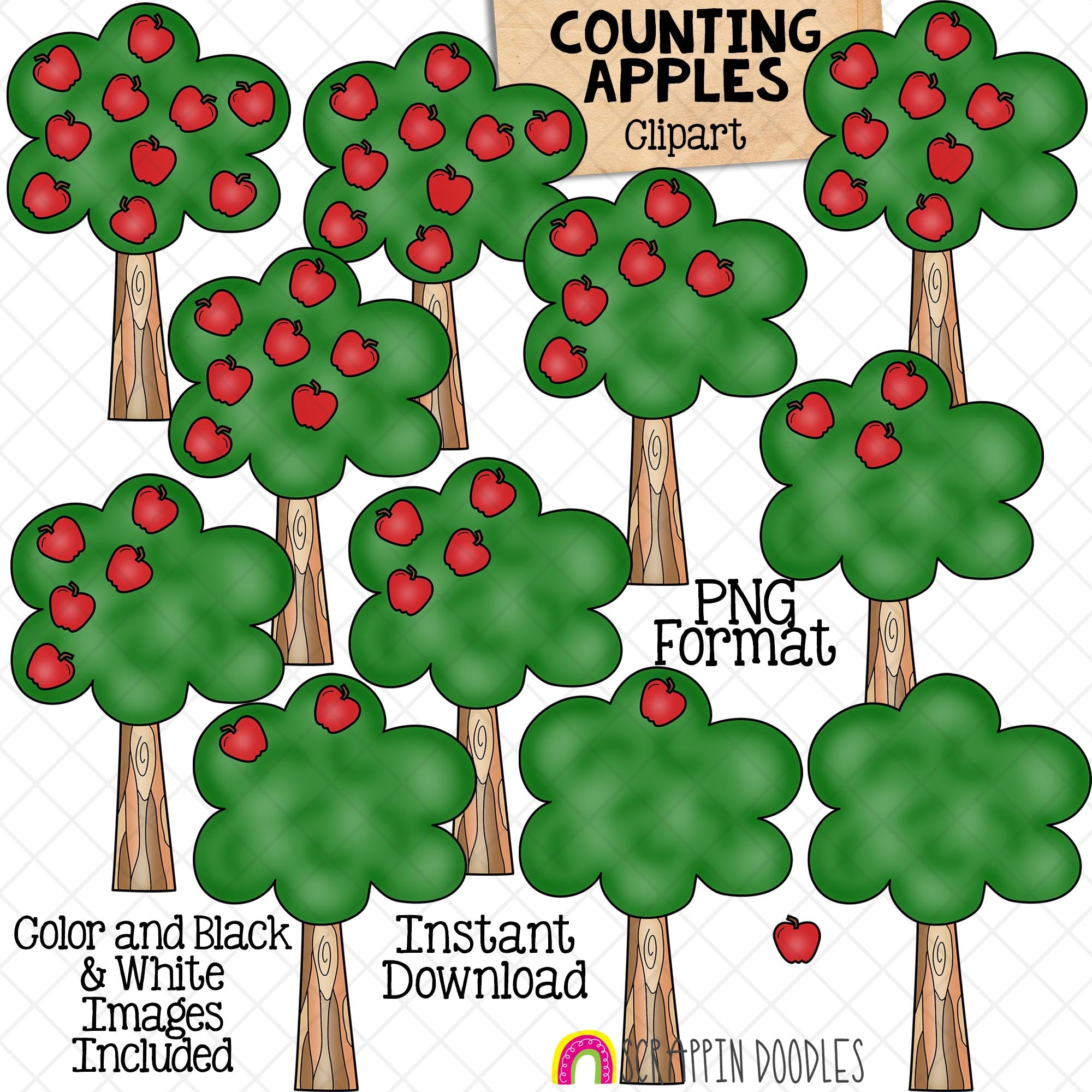 Counting Apples ClipArt - Autumn Apple Tree Counting - Seasonal Math G ...