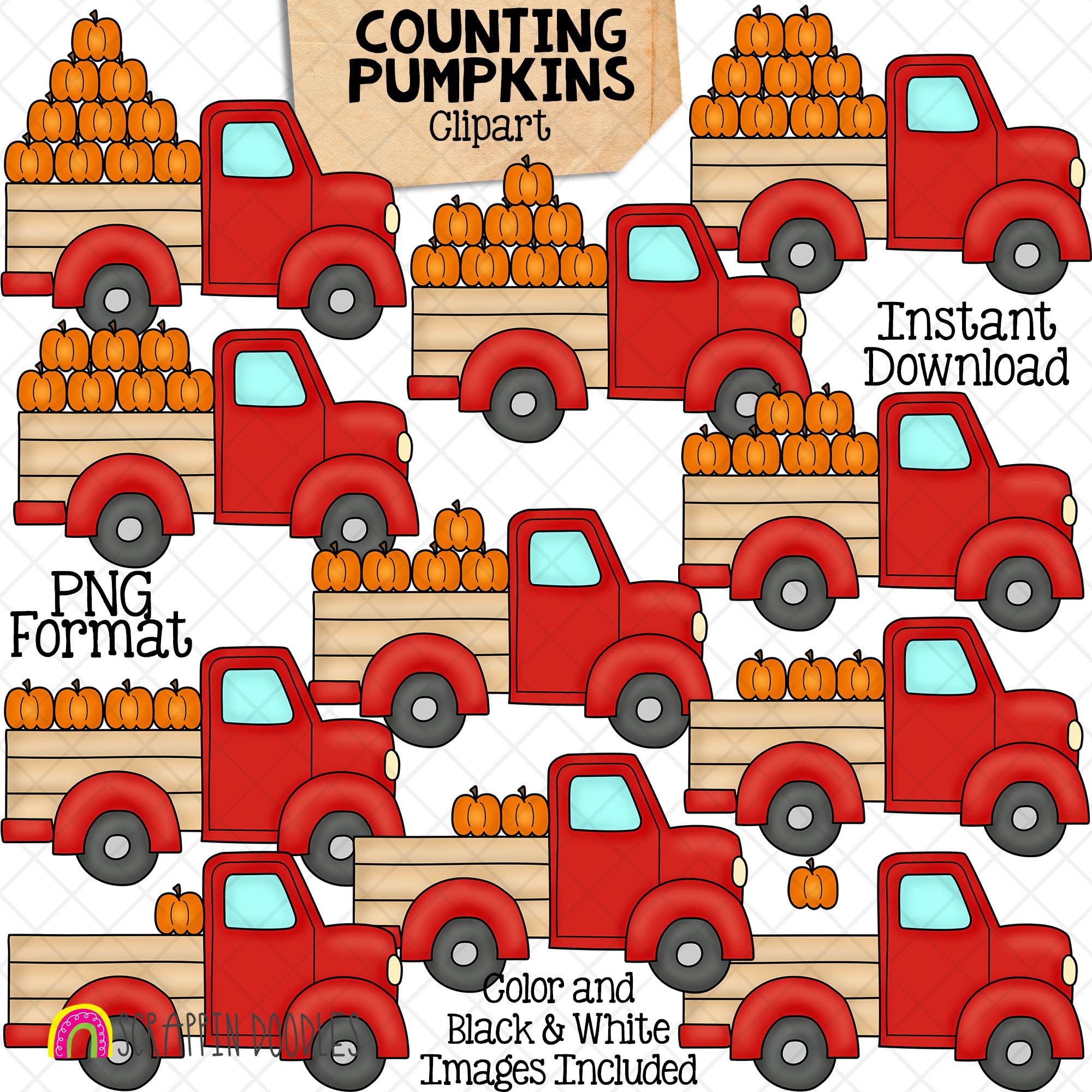 Counting Pumpkins ClipArt - Autumn Pumpkin Farm Truck Counting - Seaso ...