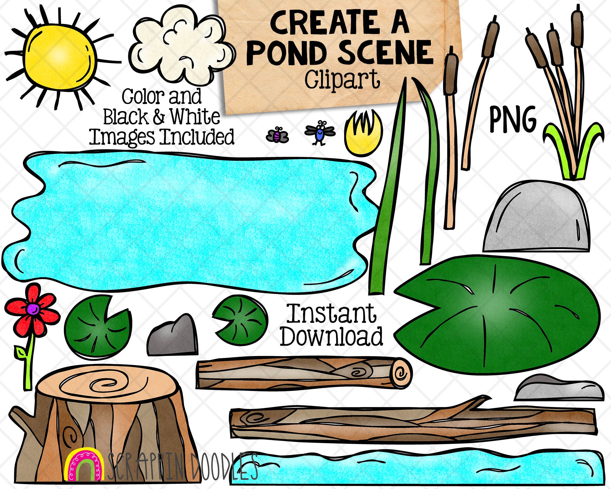 Pond Clipart Black And White