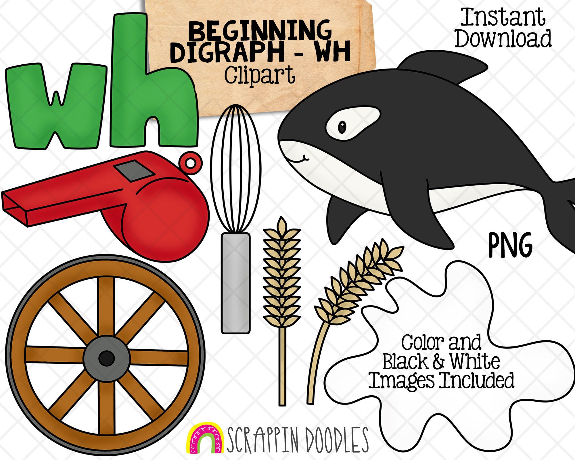 Beginning Digraph Clip Art - Words Beginning With WH - Commercial Use ...
