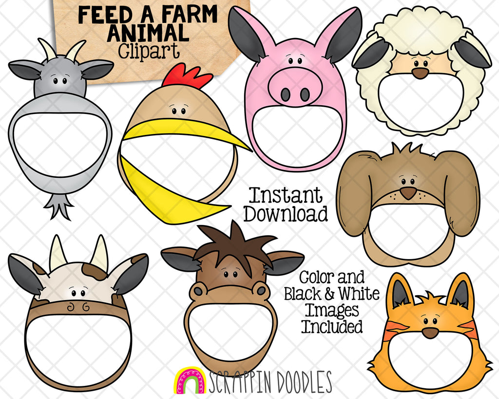 Clipart Farm Animals Black And White Cute Farm Animals Clipart Black