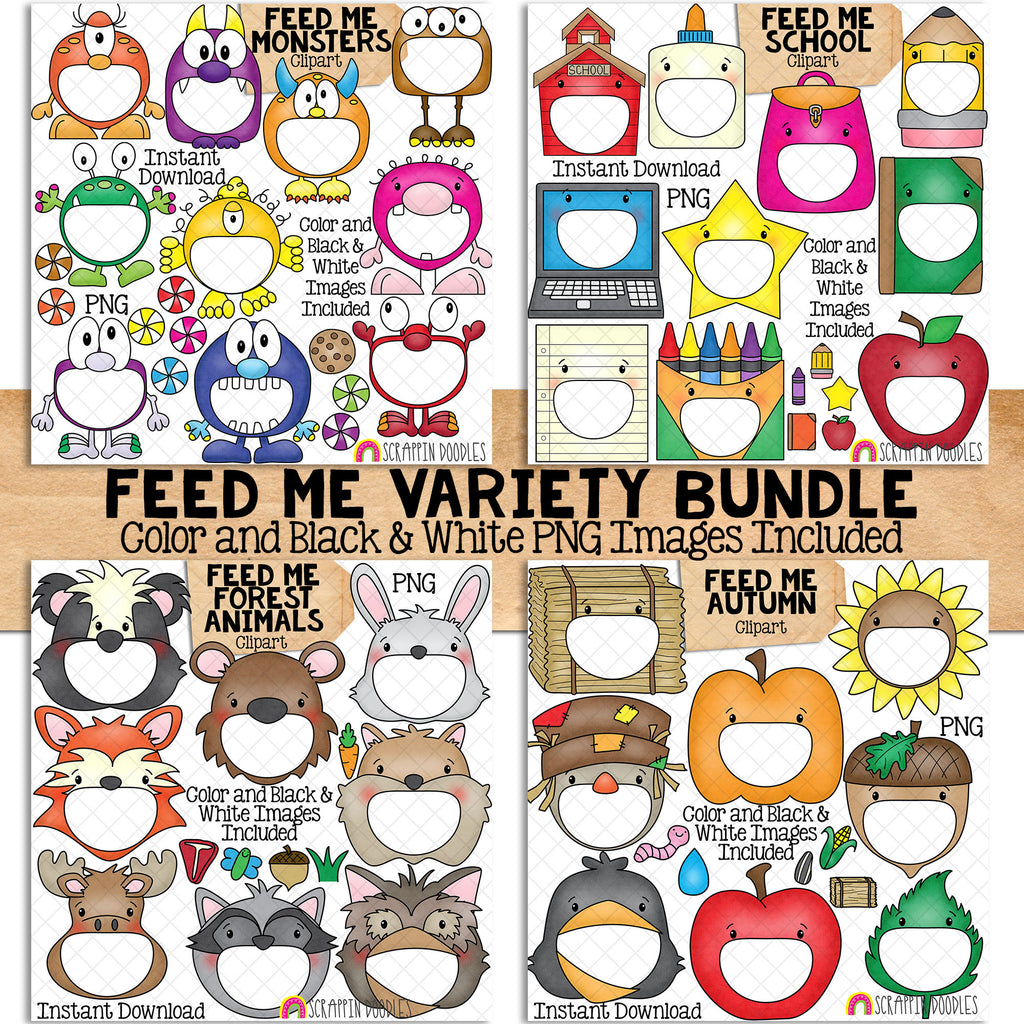 Feed Me Variety ClipArt Bundle - School - Monsters - Autumn - Forest A ...