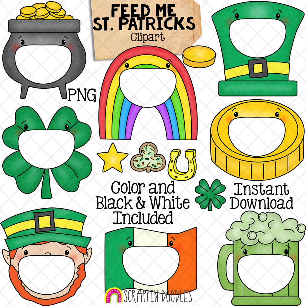 Feed Me St. Patrick's Day ClipArt - Feeding Open Mouth - Pot of Gold ...