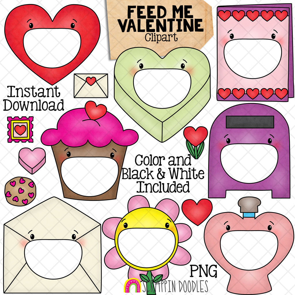 Feed Me Valentines Day ClipArt - Feeding Open Mouth - Heart - Candy ...