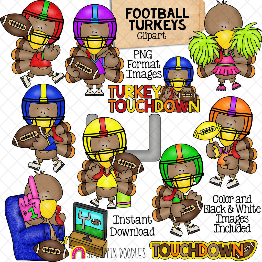 Football Turkey ClipArt - Turkeys Playing and Watching Football Graphi ...
