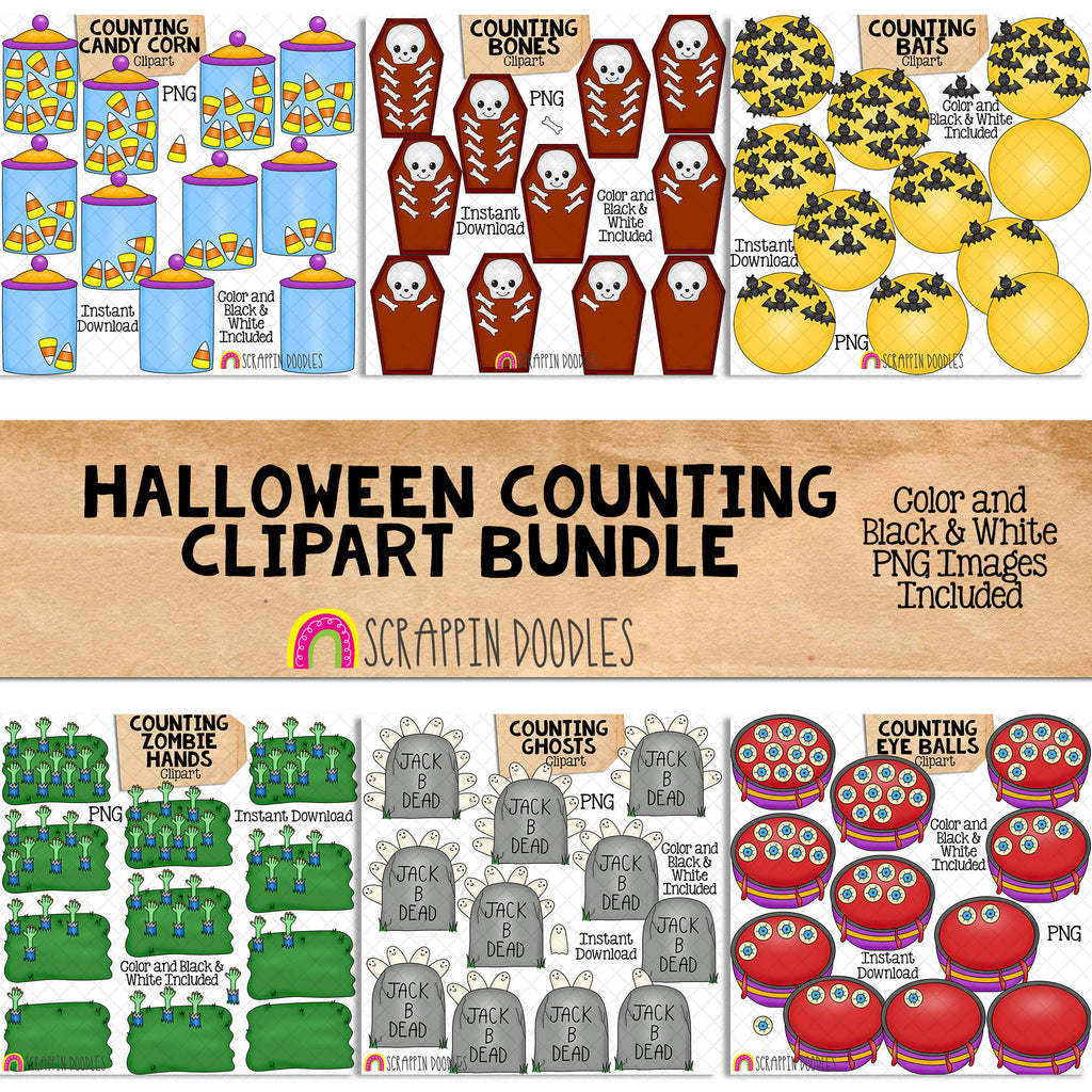 Halloween Counting ClipArt Bundle - Bats - Skeleton Bones - EyeBalls ...