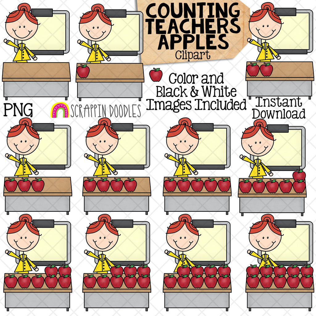 Counting Apples ClipArt - School Counting - Apples on Teachers Desk ...