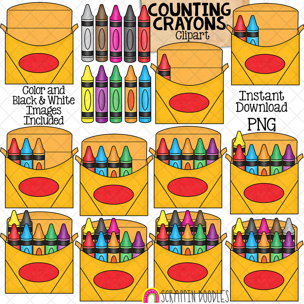 Counting Crayons ClipArt - School Counting - Crayons in a Box - Season ...