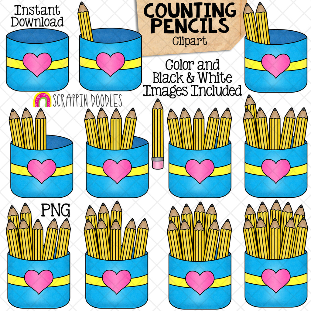 Counting Pencils ClipArt - School Counting - Pencils In A Cup - Season ...