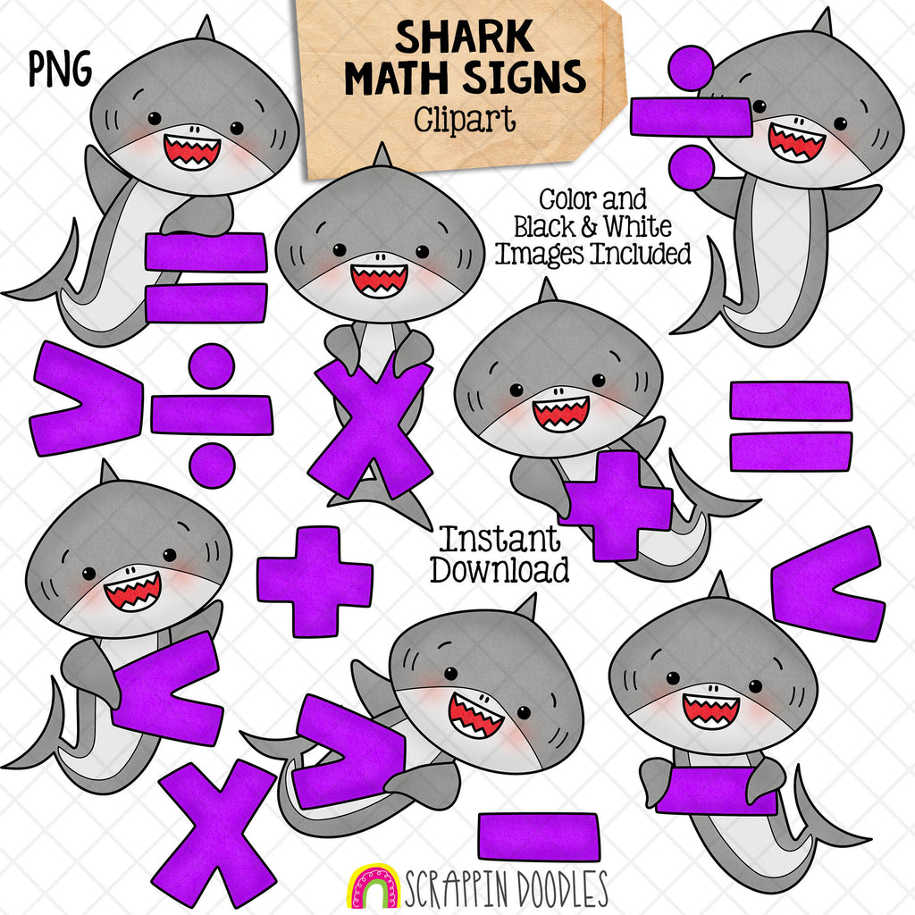 Math Sign Sharks Clip Art - Grey Shark Clipart - Sharks Holding Mathem ...