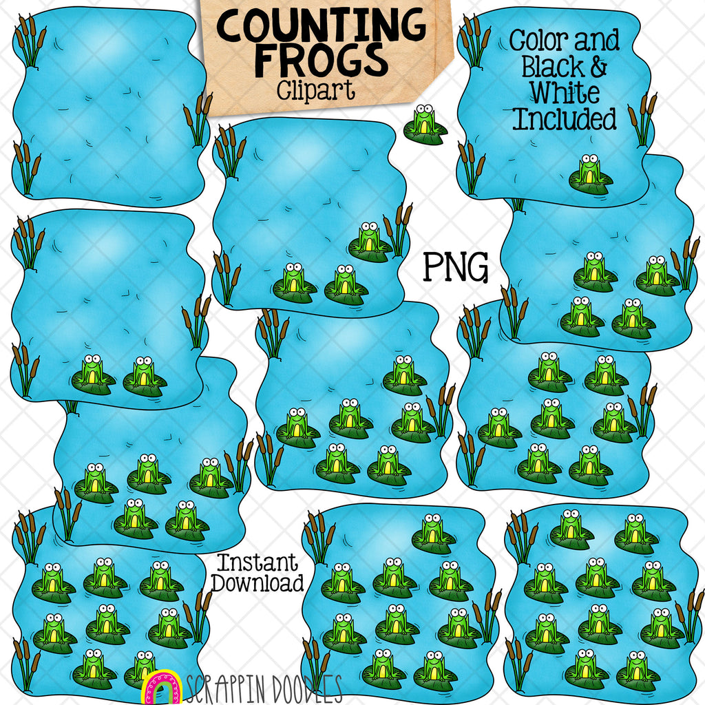 Counting Frogs In A Pond ClipArt - Spring Frog Counting - Seasonal Mat ...