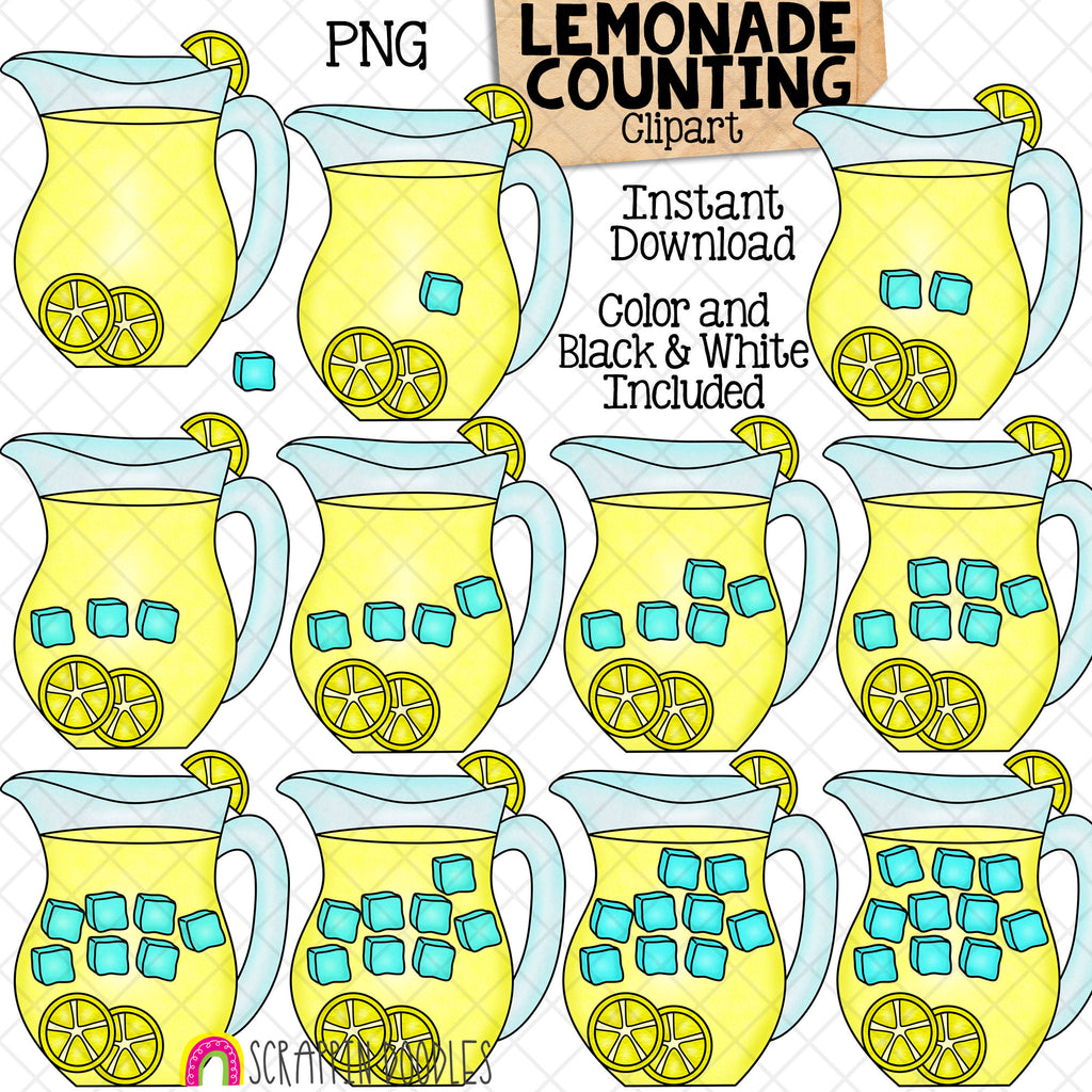Counting Ice Cubes in Lemonade ClipArt - Summer Lemonade Counting - Se ...