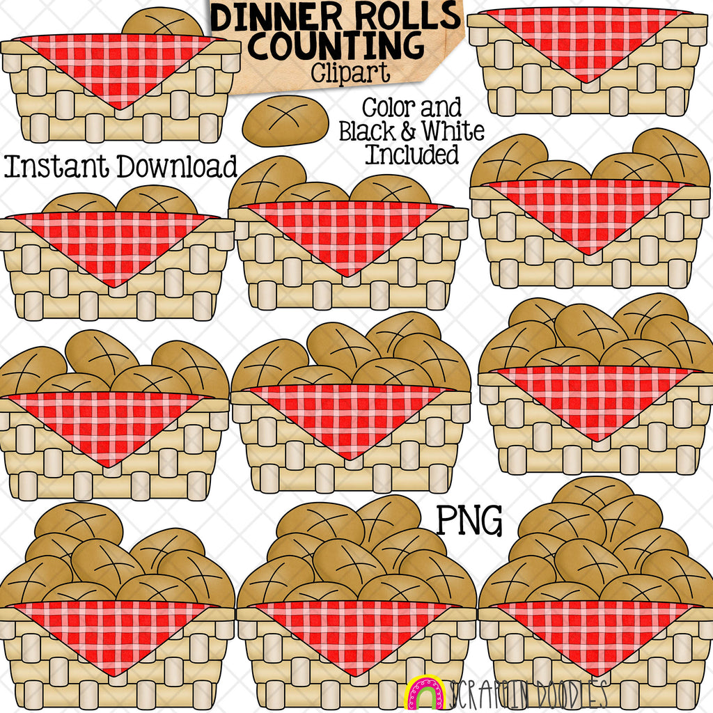 Counting Dinner Rolls ClipArt - Thanksgiving Basket of Buns Clip Art ...