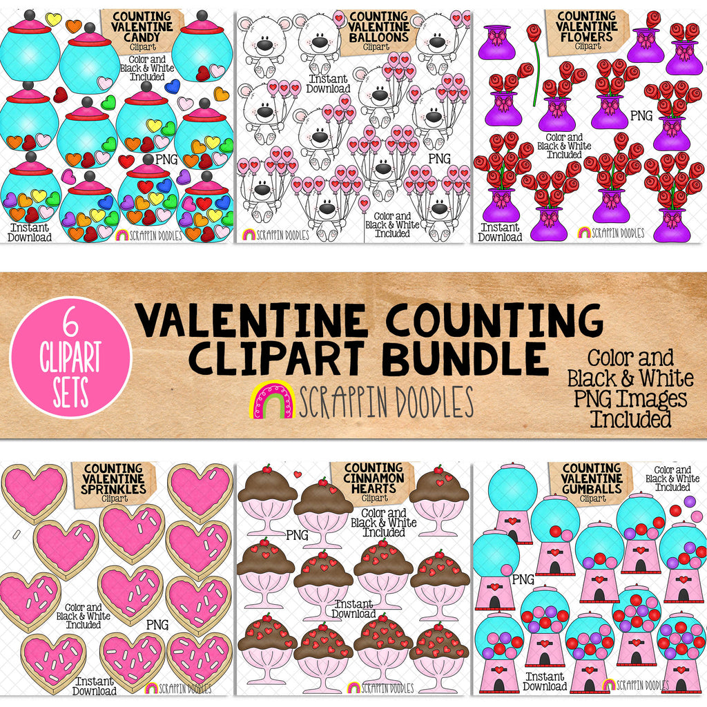 Valentine Counting ClipArt Bundle - Seasonal Math Graphics – Scrappin ...