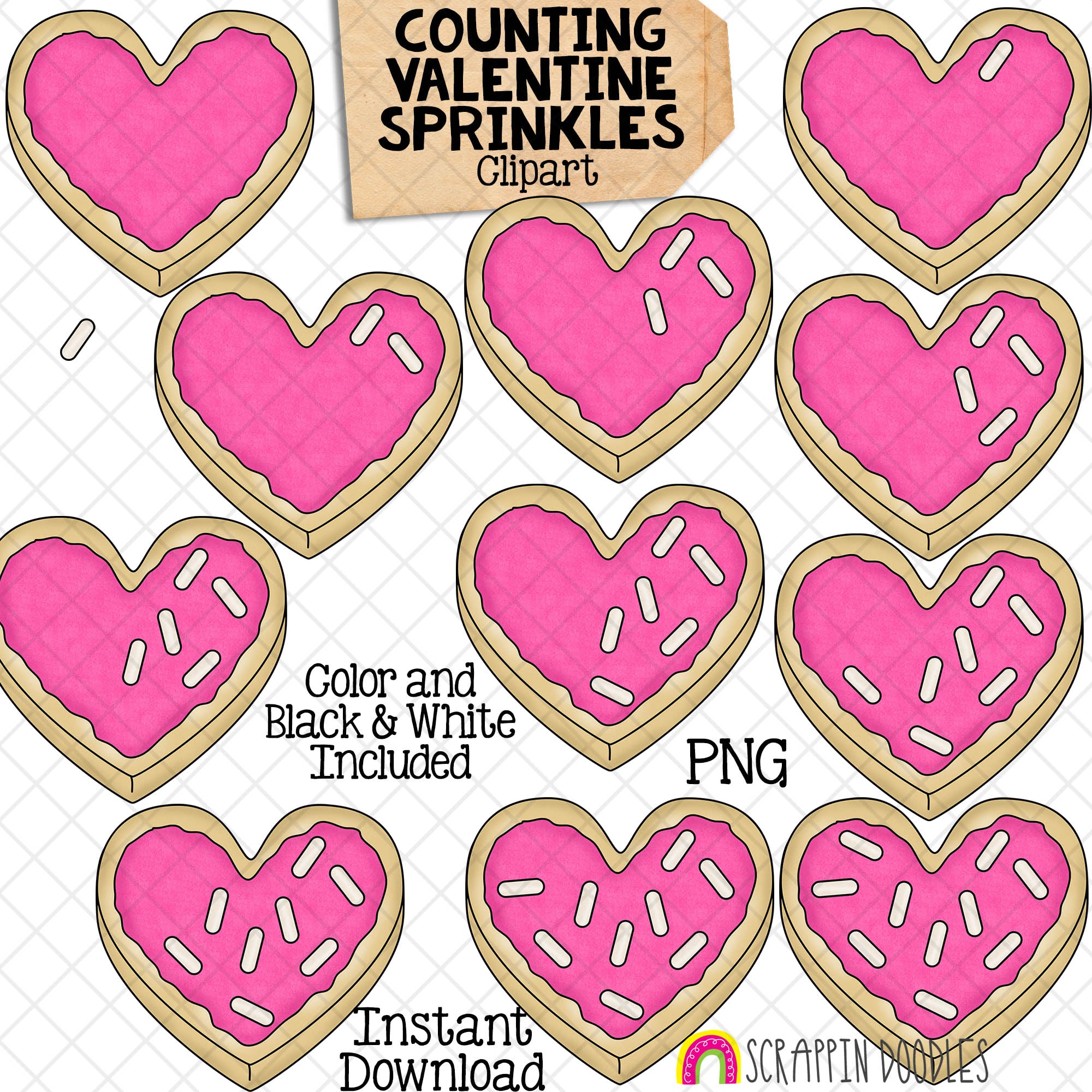 Counting Cookies ClipArt - Valentine Heart Sprinkle Cookie - Seasonal ...