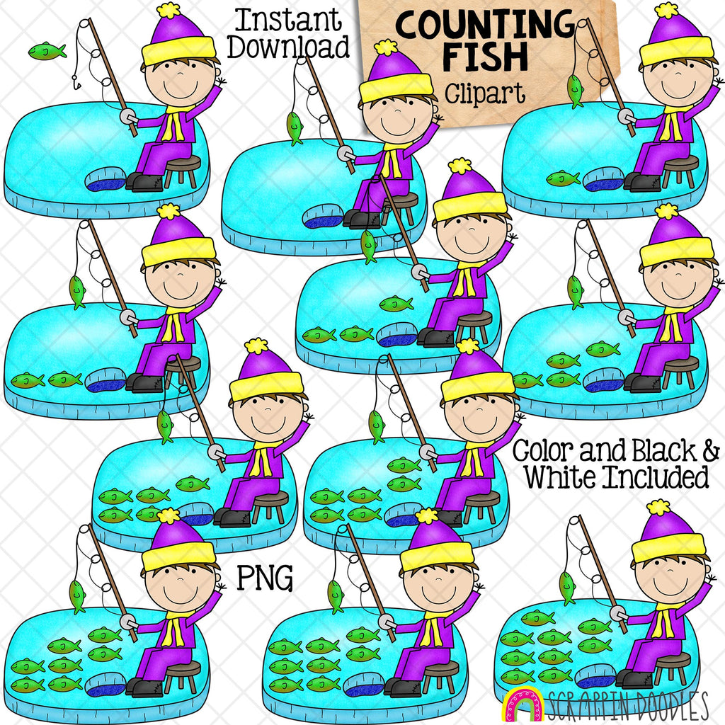 Counting Fish ClipArt - Winter Ice Fishing Counting - Seasonal Math Gr ...