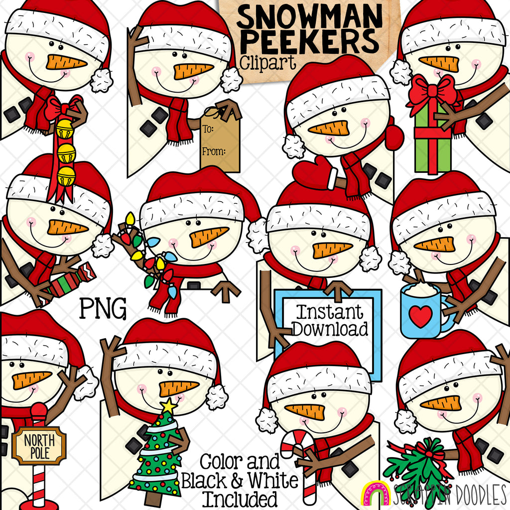 Snowman Peekers ClipArt - Christmas - Toppers - Winter - Snowmen - CU ...