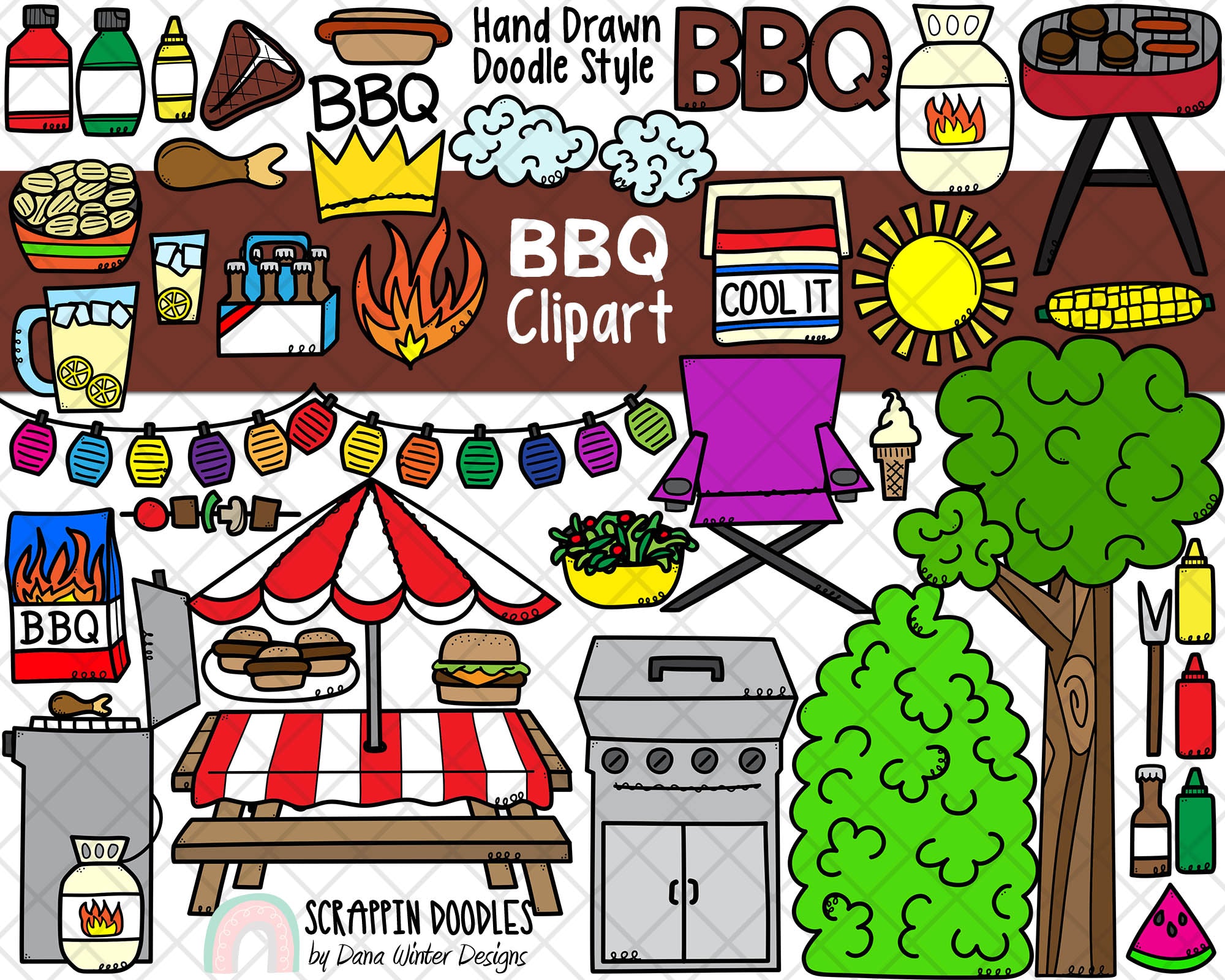BBQ ClipArt -Barbecue Clipart - Picnic Clipart - Backyard Cookout ...