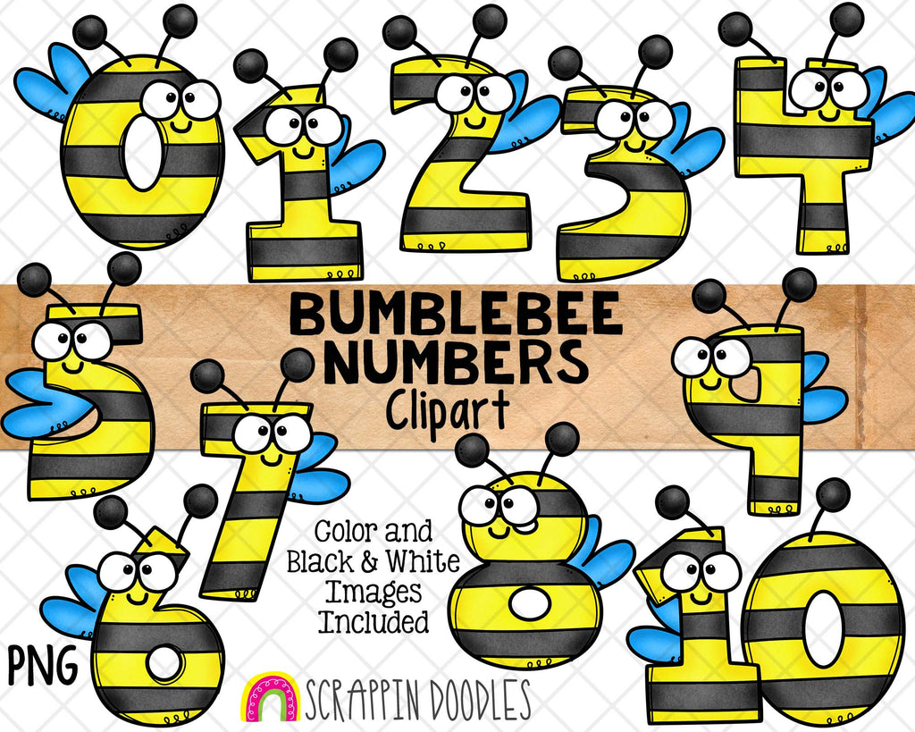 Bumblebee Clipart - Bumble Bee Numbers - Garden Insects - Bee Number 0 ...