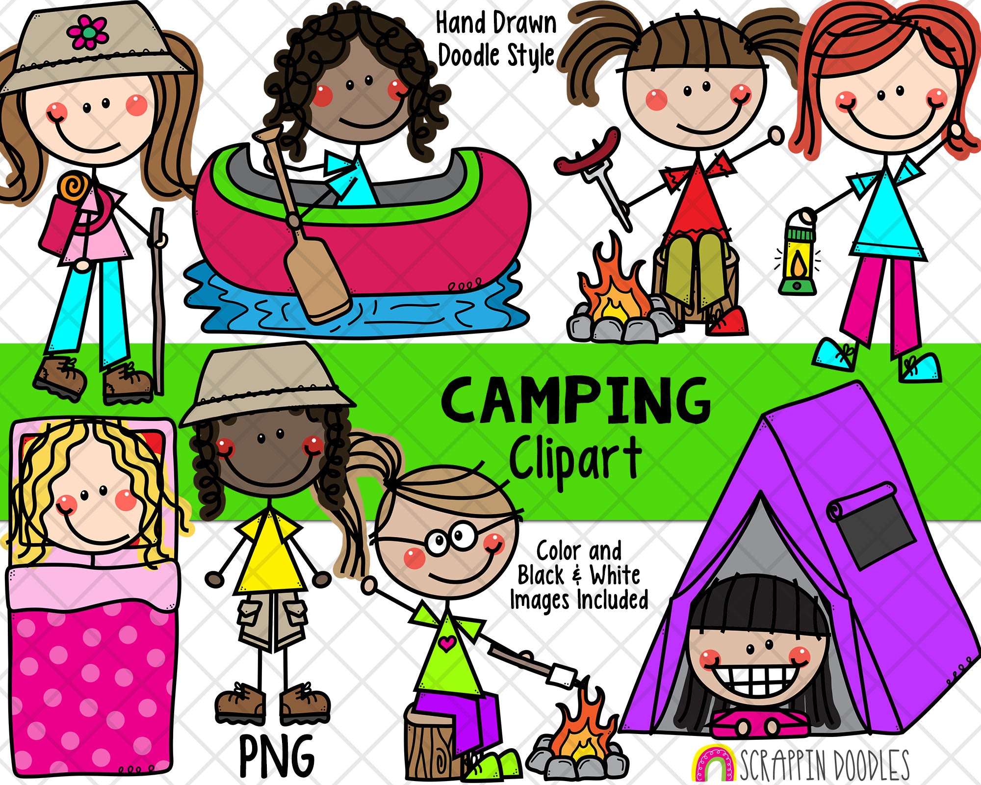 Girl Camping Clip Art