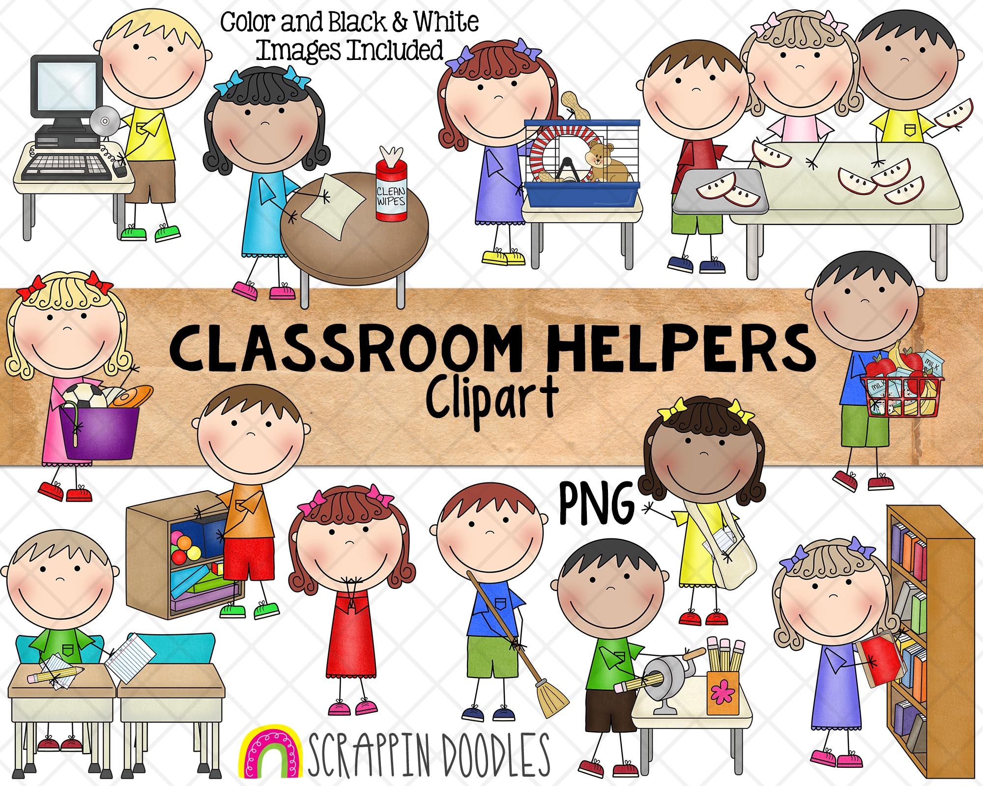 Classroom Helpers ClipArt - Kids Doing Classroom Chores ClipArt - Comm ...