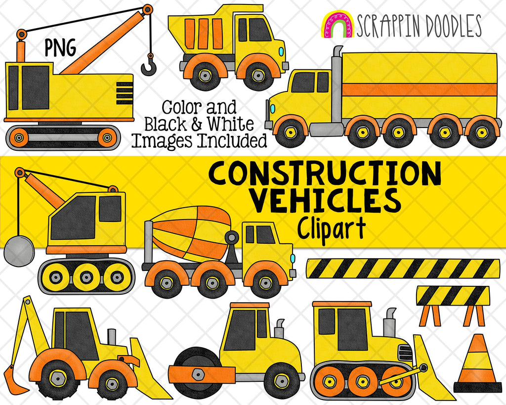 Construction Vehicles ClipArt - Commercial Use PNG Clip Art – Scrappin ...