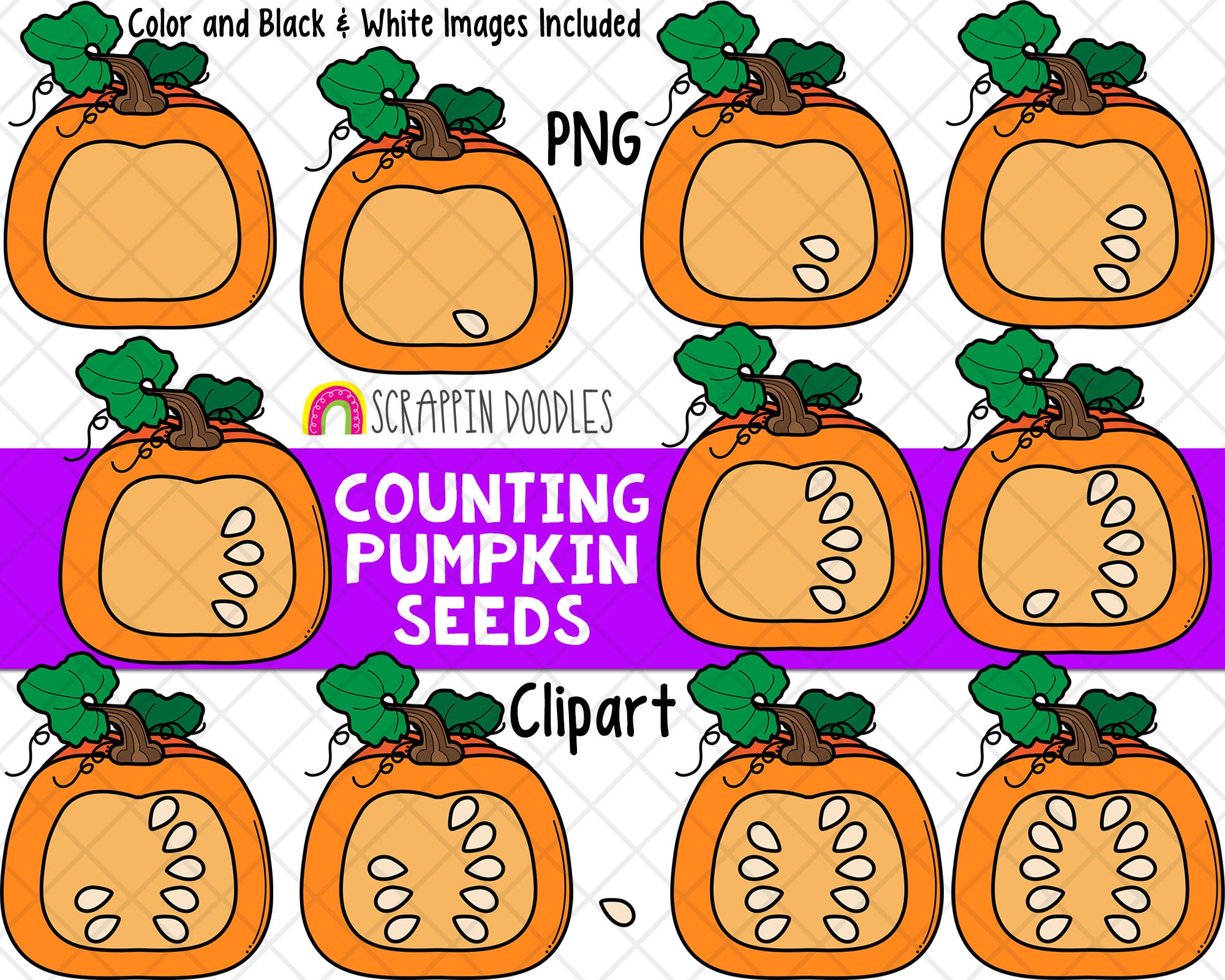 Counting Pumpkin Seeds ClipArt - Cute Pumpkin Clip Art - Math Pumpkins ...