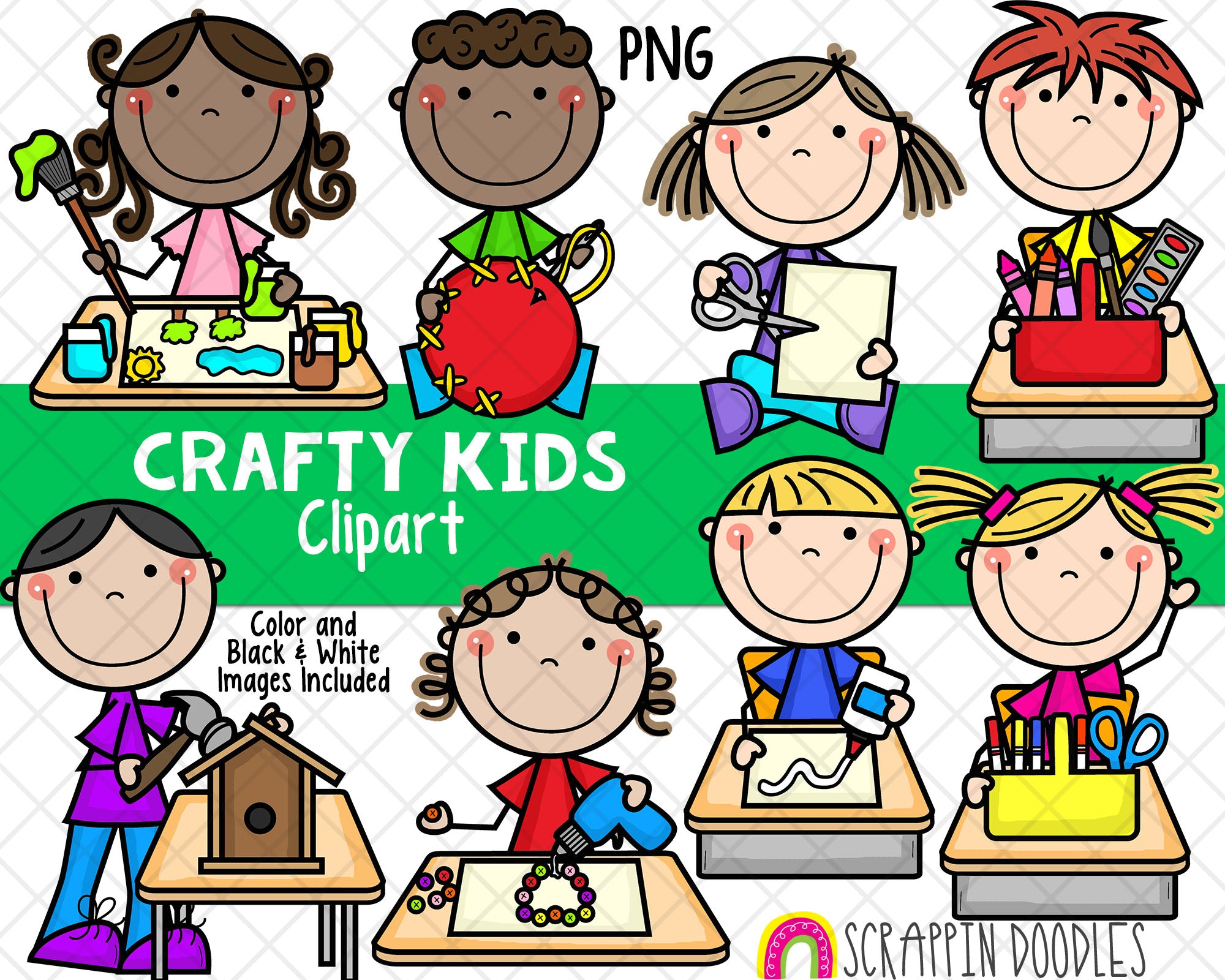 Craft Kids Clip Art - Arts and Crafts Clipart - Kids Doing Crafts Clip ...