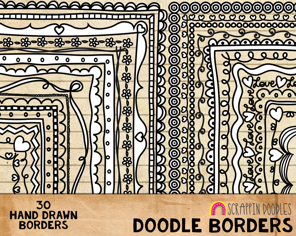 Doodle Borders ClipArt - Hand Drawn Frames - Cover Page Borders - Rect ...