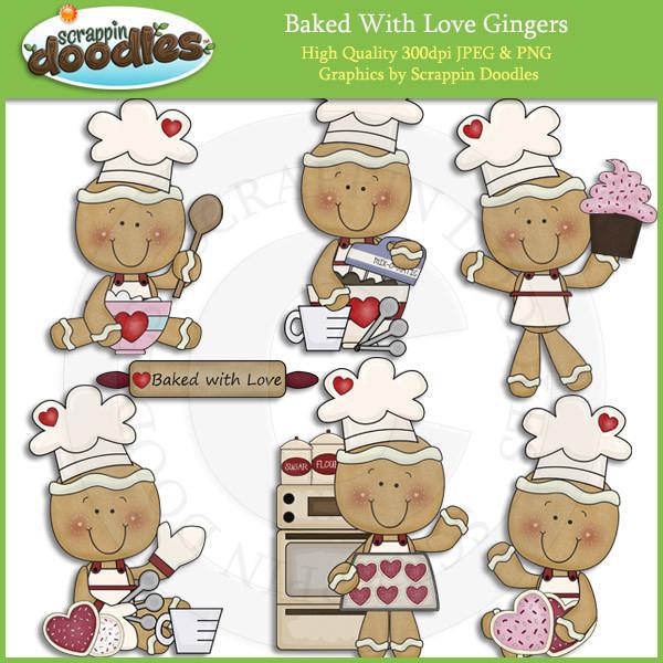 Baked with Love Gingers - Baking Clip Art – Scrappin Doodles