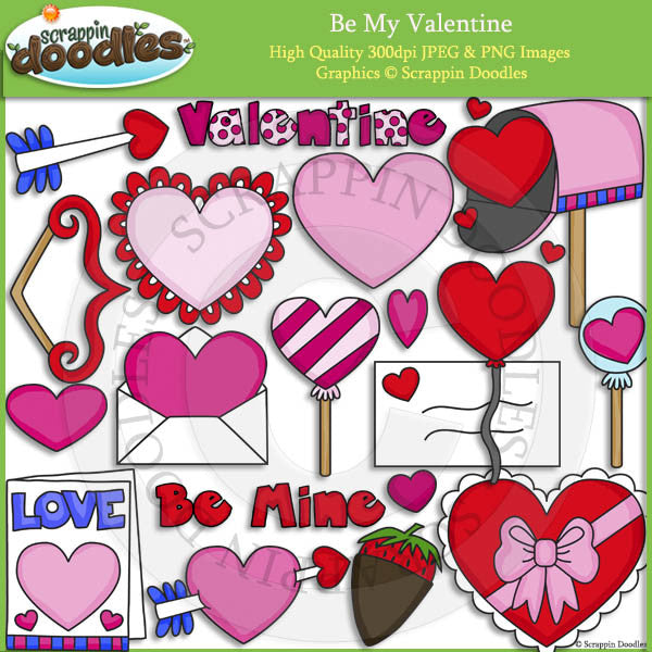 Be My Valentine - Valentine's Day Clip Art – Scrappin Doodles