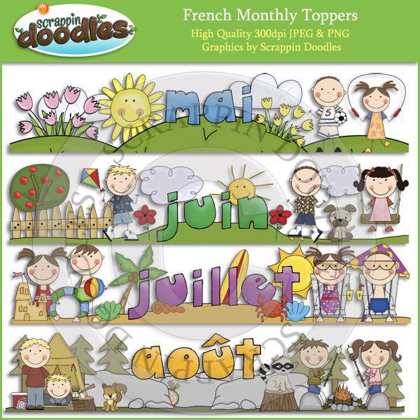 FRENCH Monthly Toppers - January through December – Scrappin Doodles