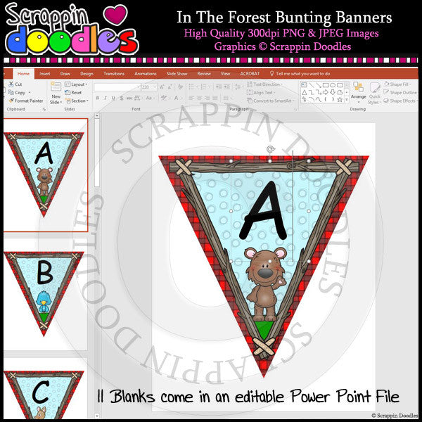 In The Forest Editable Bunting Banners – Scrappin Doodles