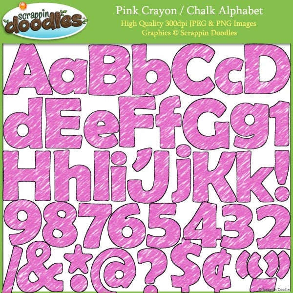Pink Crayon Alphabet – Scrappin Doodles