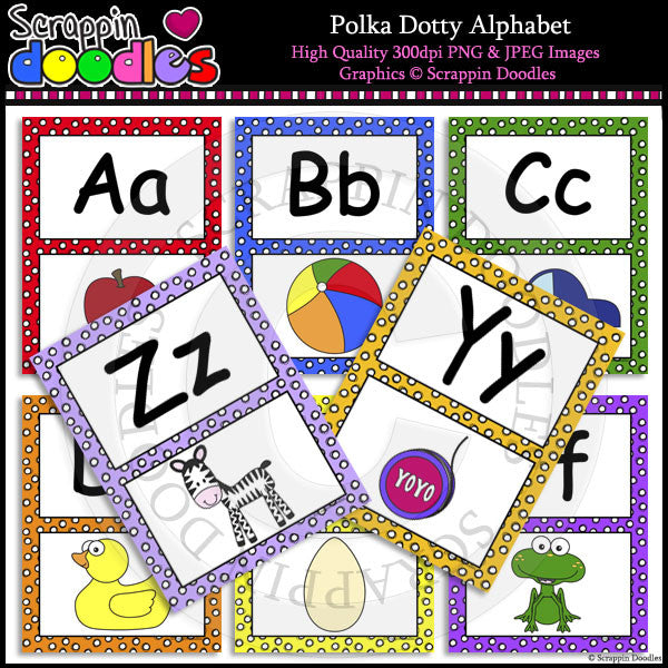 Polka Dotty Alphabet Letter Size Posters – Scrappin Doodles