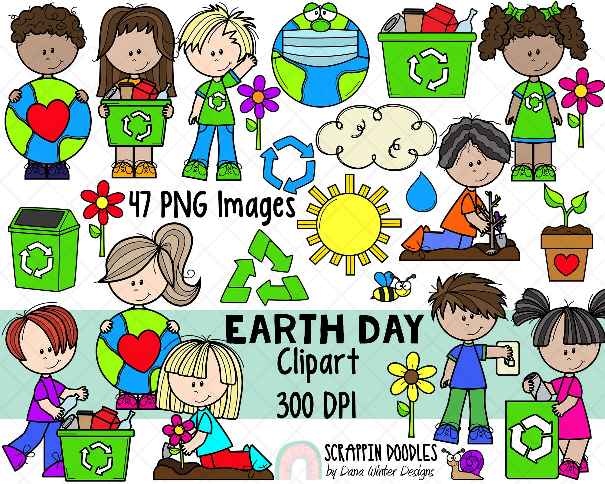 Earth Day Clipart - Earth Day Kids - Instant Download - Environmental ...