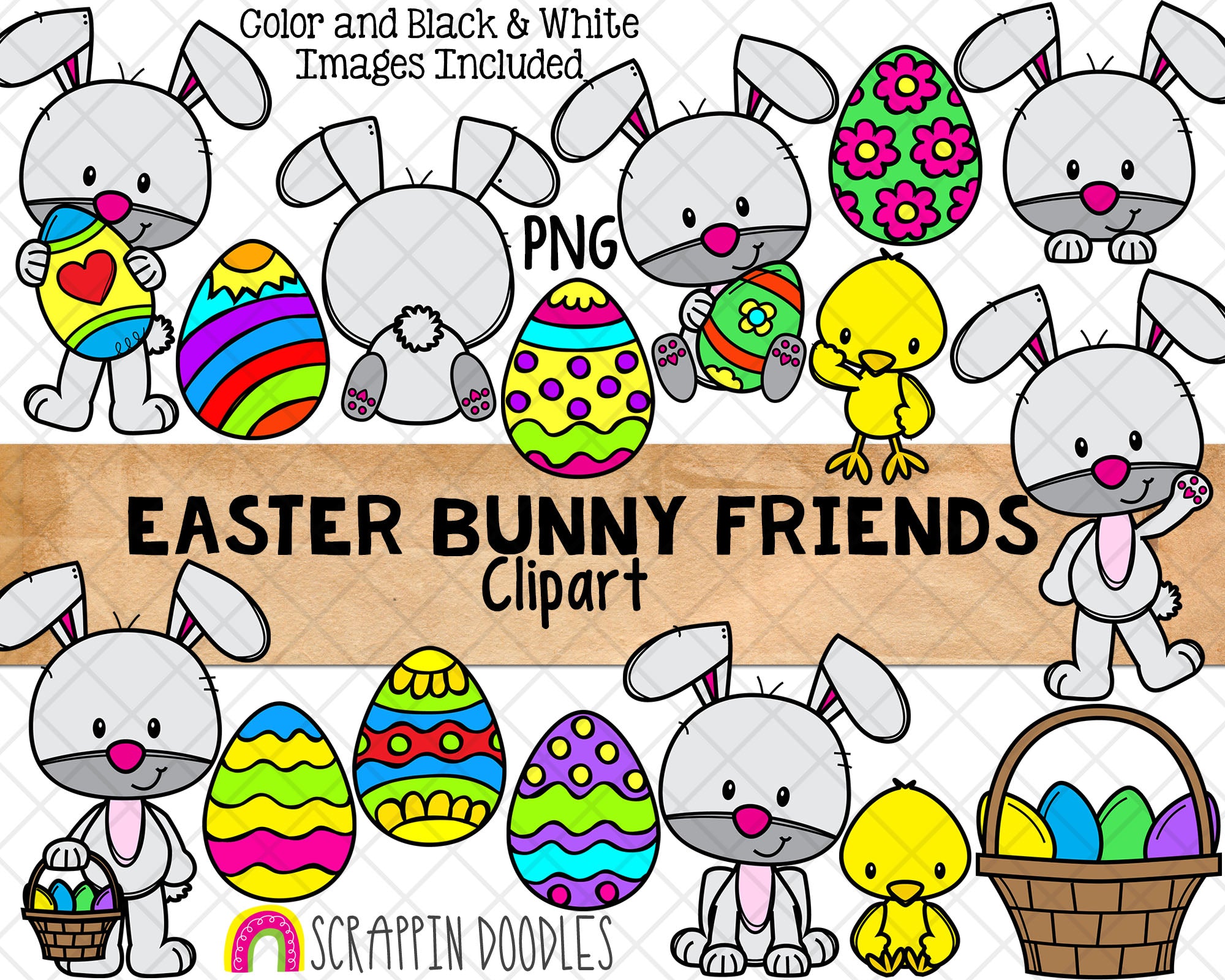 Easter Bunny Friends ClipArt - Commercial Use PNG – Scrappin Doodles