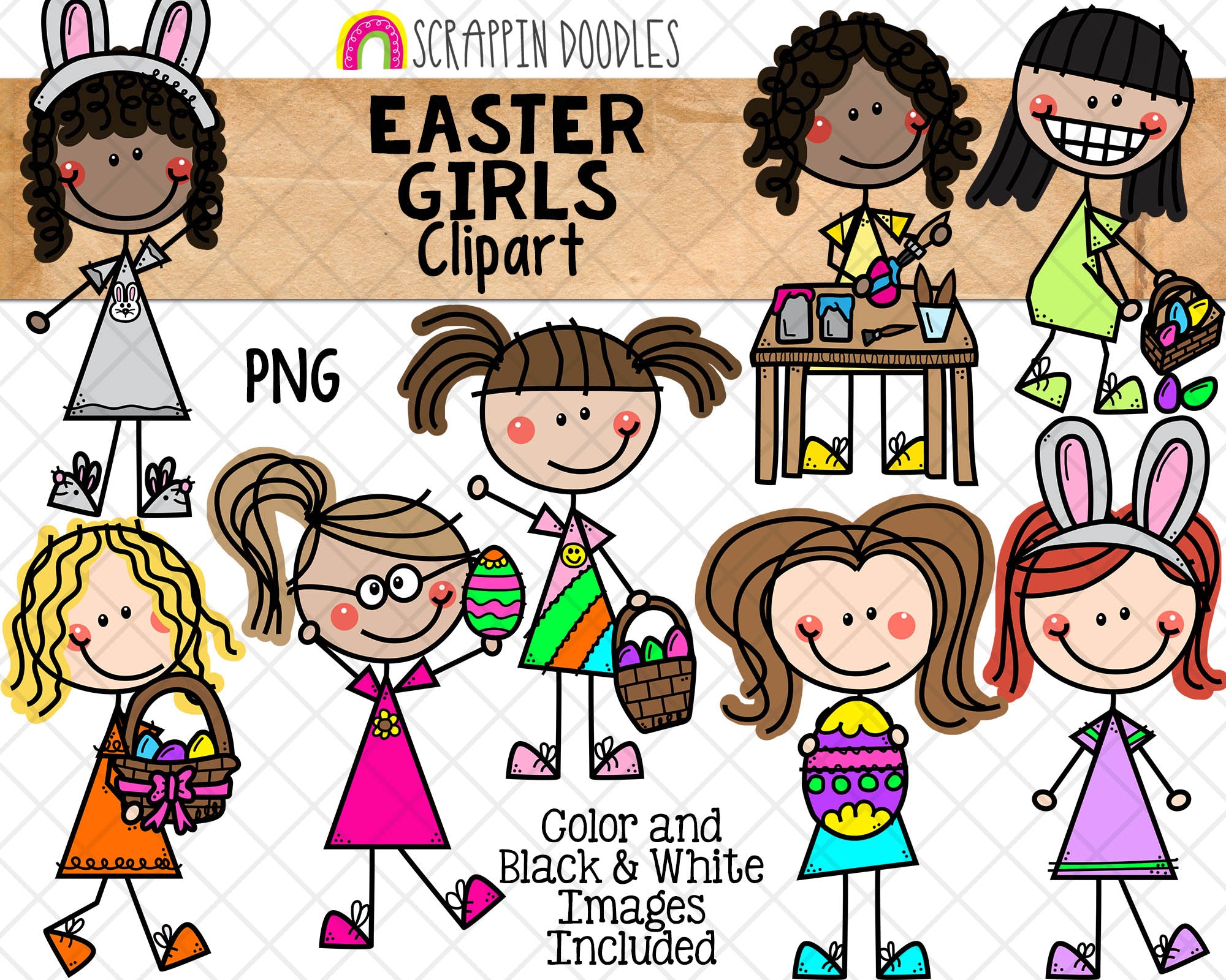 Girl Stick People Clip Art