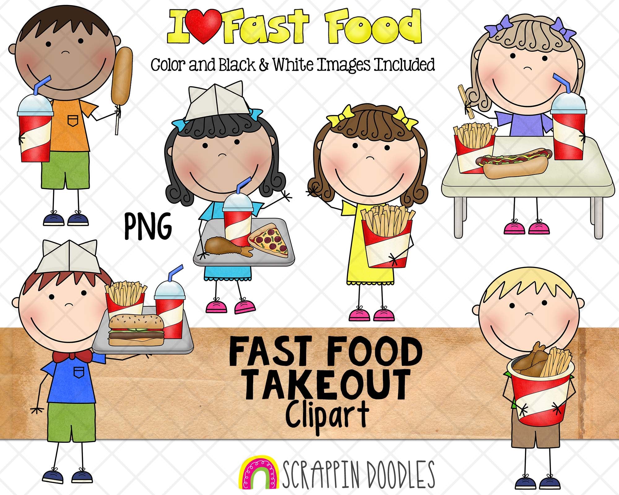 Fast Food Takeout ClipArt - Fast Food Restaurant Server - Eating Fast ...