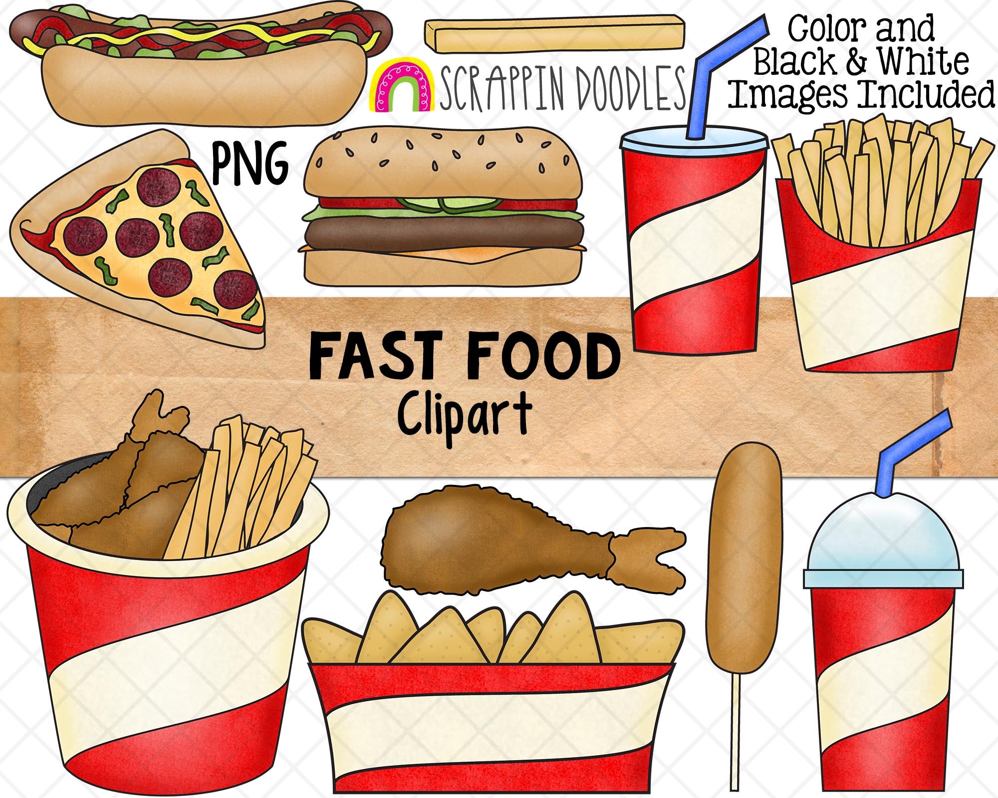 Fast Food Clipart Black And White