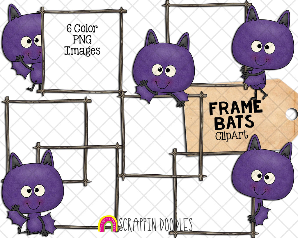 Bats Holding Frames ClipArt - Bat Clipart - Vampire Bats - Commercial ...