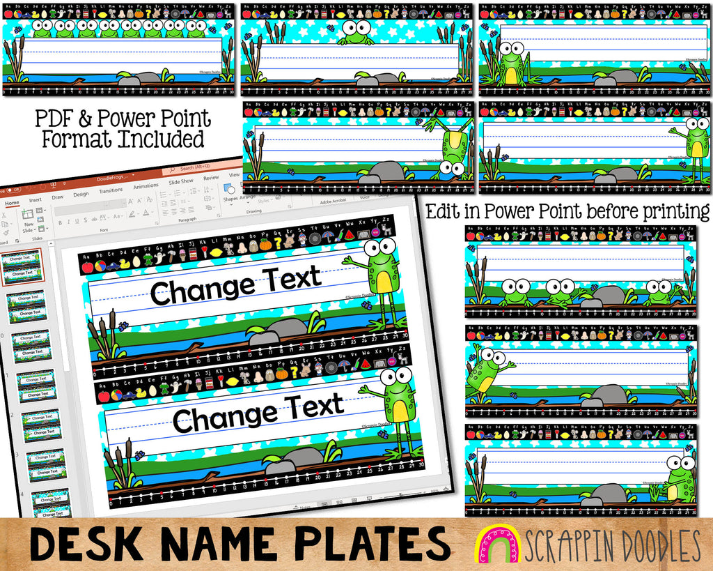 Frog Desktop Name Plates - Classroom Decor - Printable Student Name Ta ...