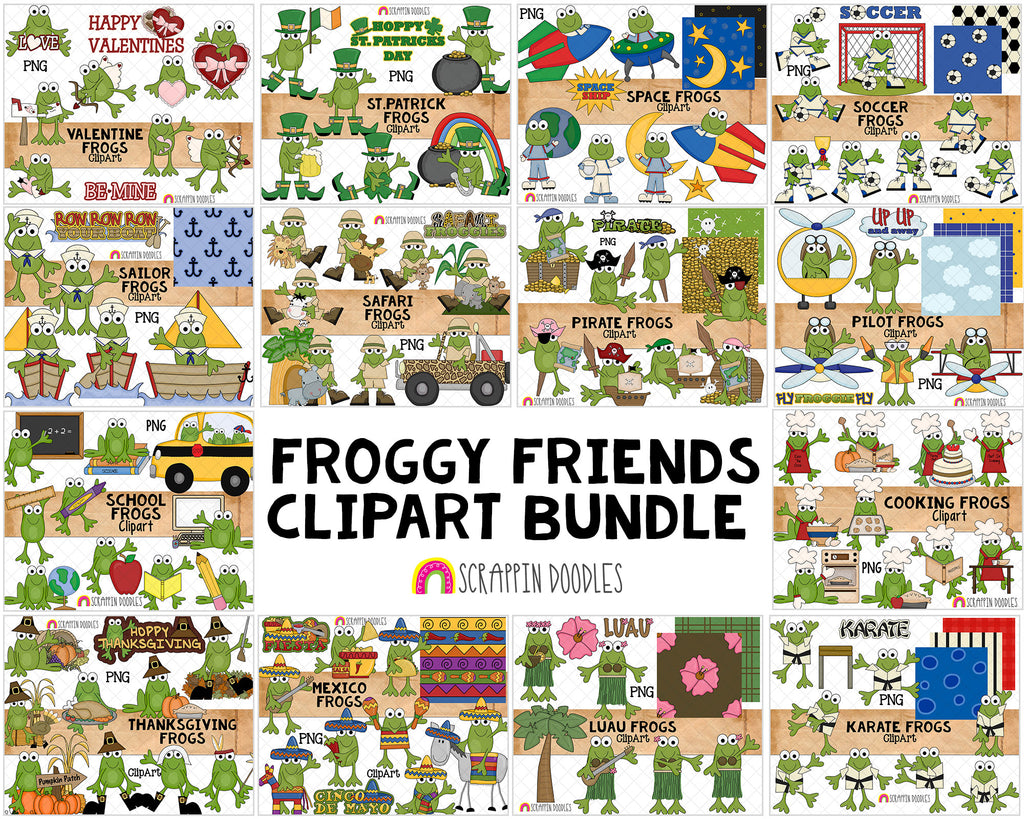 Frogs ClipArt Bundle - Frog ClipArt - Open License – Scrappin Doodles