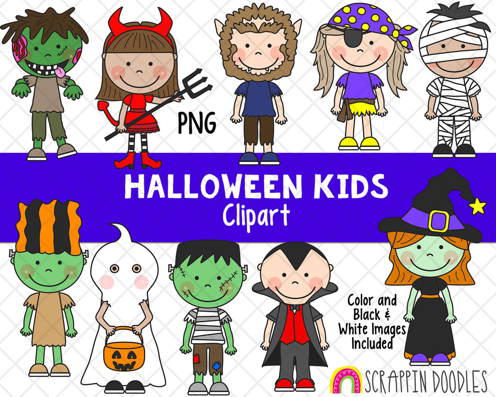 Halloween Clipart - Halloween Dress Up Kids ClipArt - Halloween Costum ...
