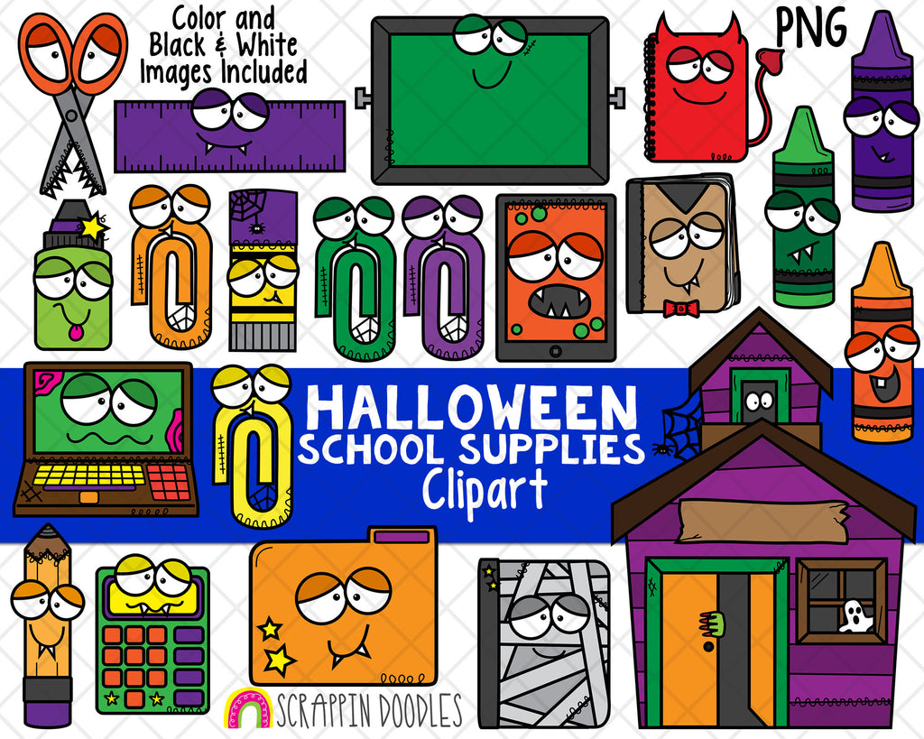 Halloween School Supplies Clipart - Halloween Clipart – Scrappin Doodles