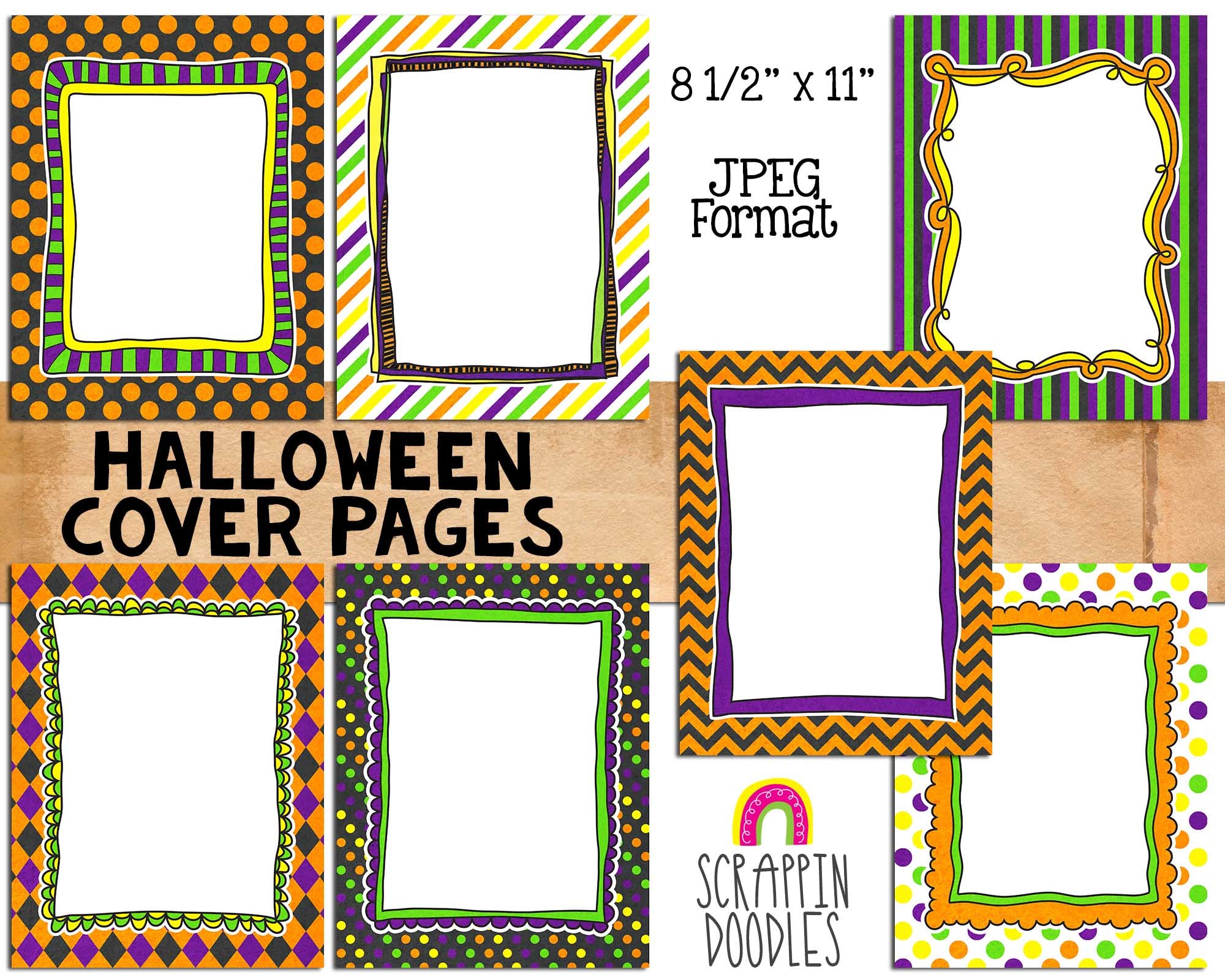 Halloween 8 1/2 x 11 Cover Pages and Borders – Scrappin Doodles
