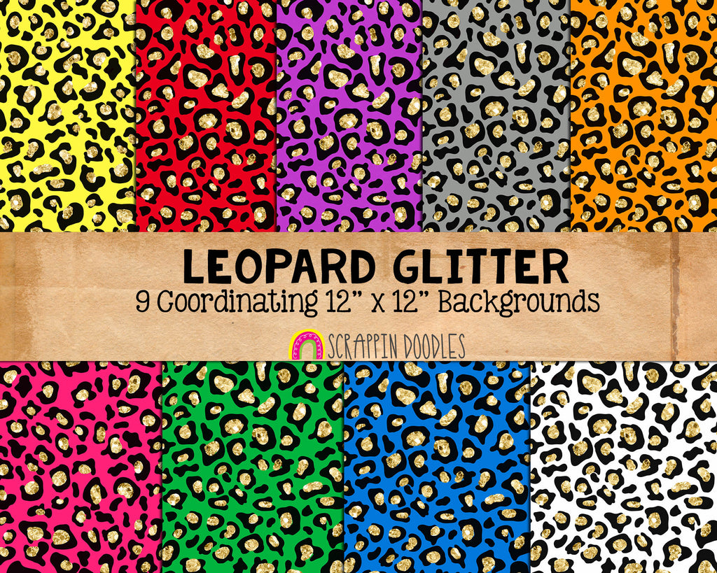 Leopard Glitter Colored 12" x 12" JPEG Backgrounds - Digital Papers ...
