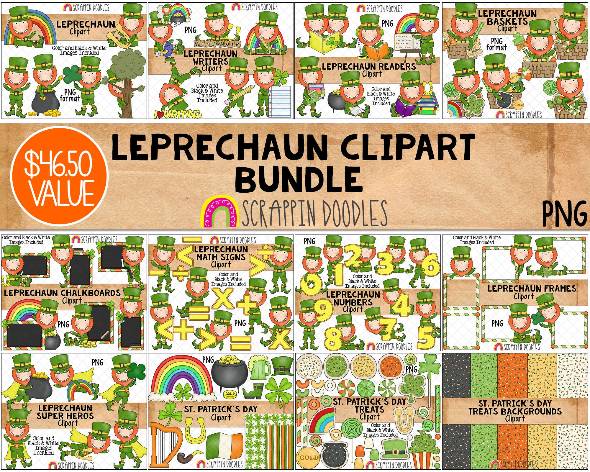 Leprechaun ClipArt Bundle - St. Patrick's Day Leprechauns - Sublimatio ...